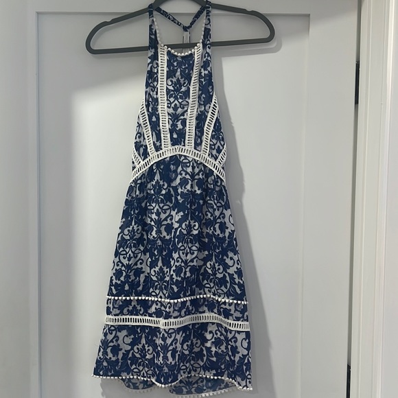 SAYLOR | Dresses | Saylor Blue And White Halter Mini Dress | Poshmark